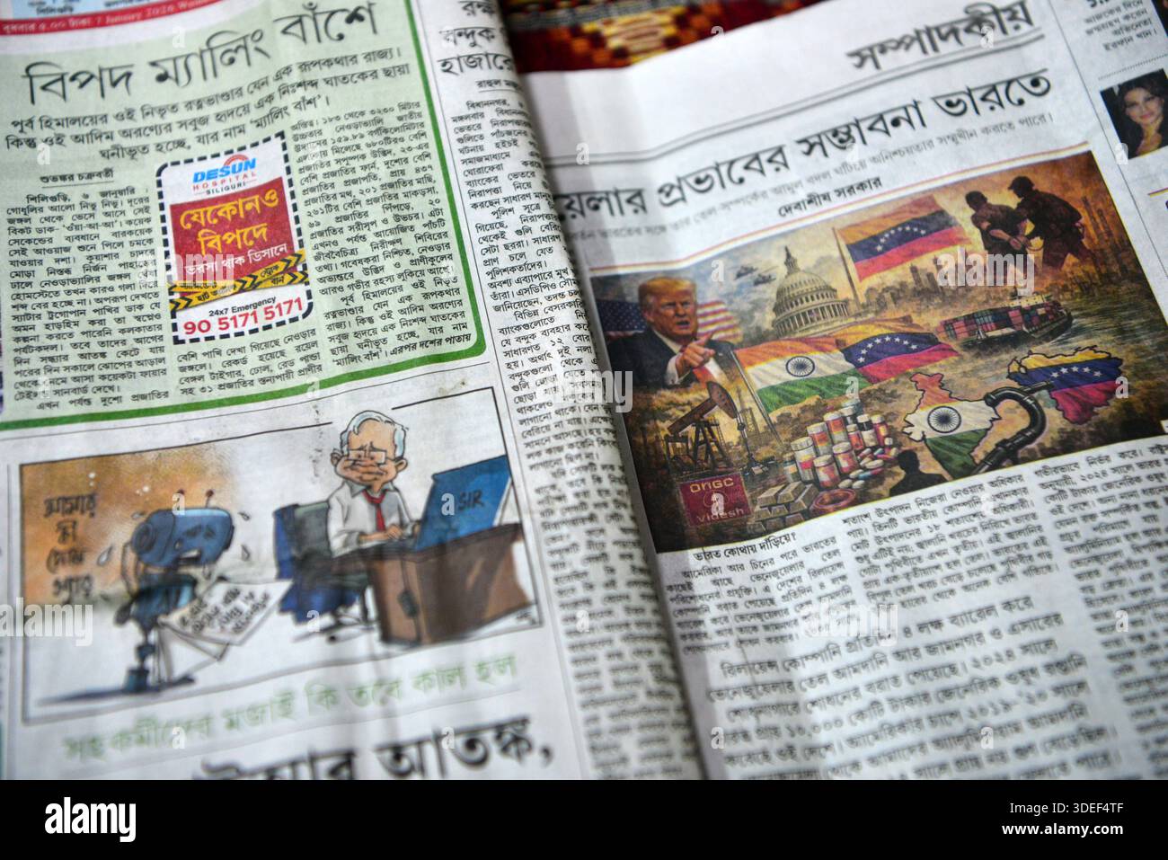January 7, 2026, Siliguri, West Bengal, India: A News paper is pictured ...