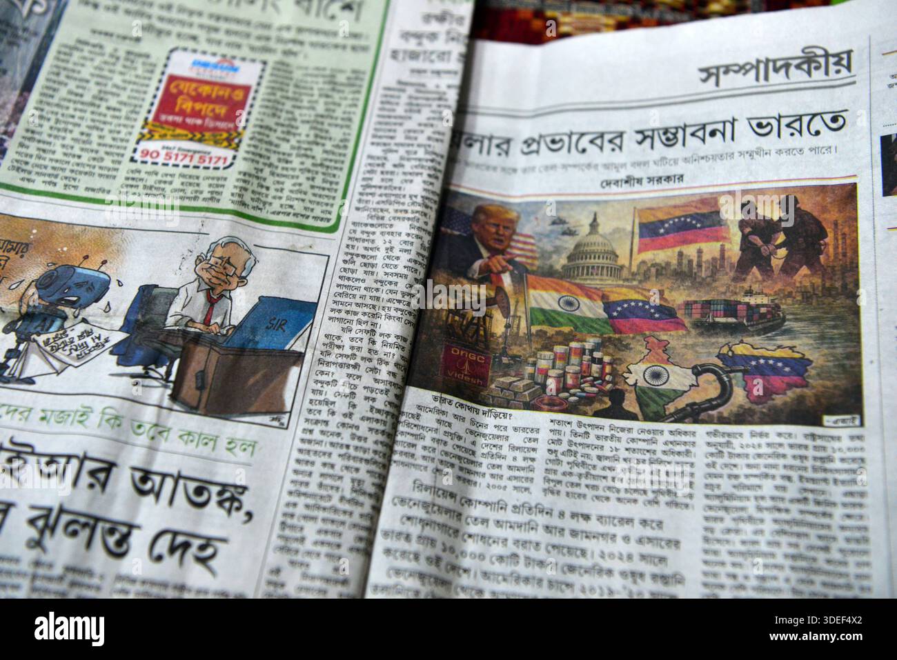 January 7, 2026, Siliguri, West Bengal, India: A News paper is pictured ...
