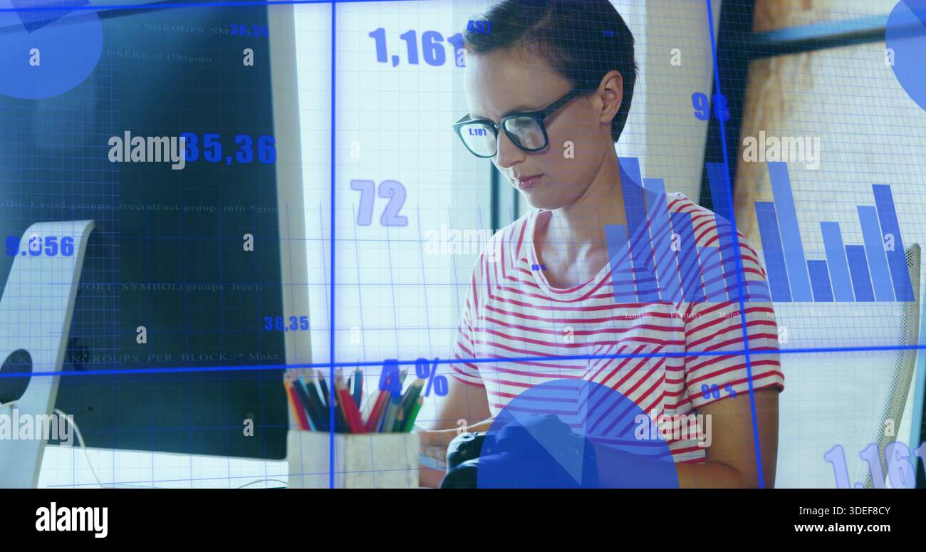 Handling device woman glasses hi-res stock photography and images - Alamy