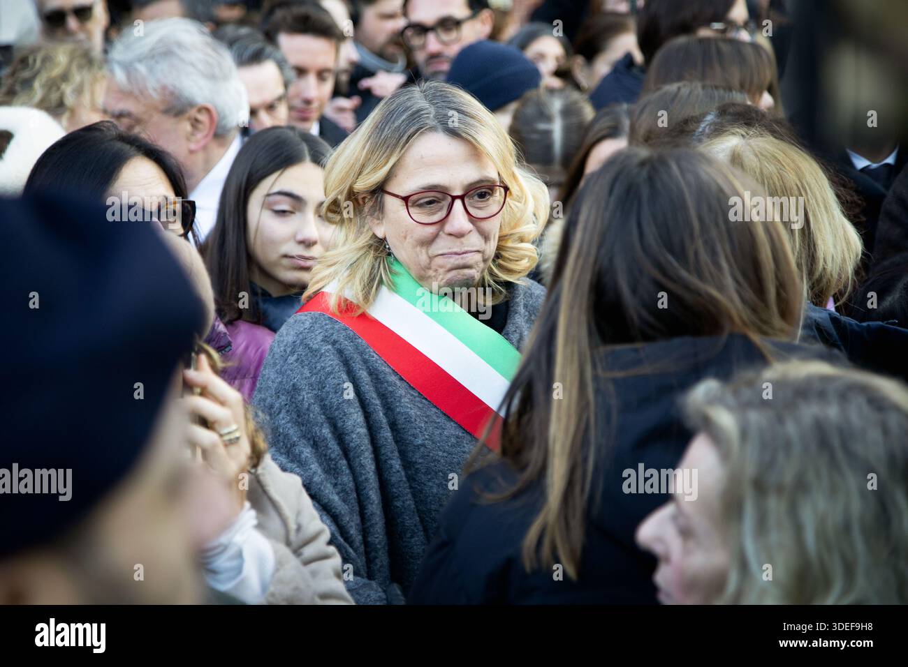 Milan, Basilica of Sant'Ambrogio. Funeral of Achille Barosi, 16, victim ...