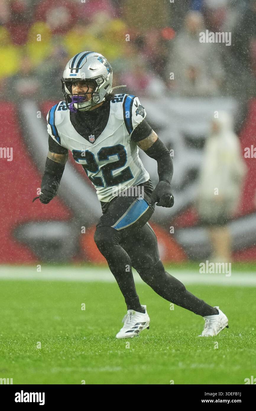Carolina Panthers safety Lathan Ransom (22) runs to the ball carrier ...