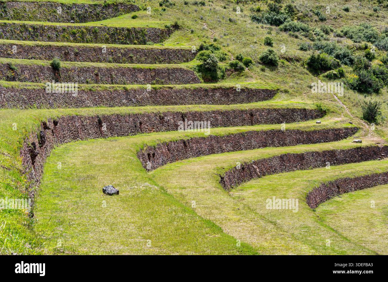Scenic view with the agricultural stone terraces built on the steep ...