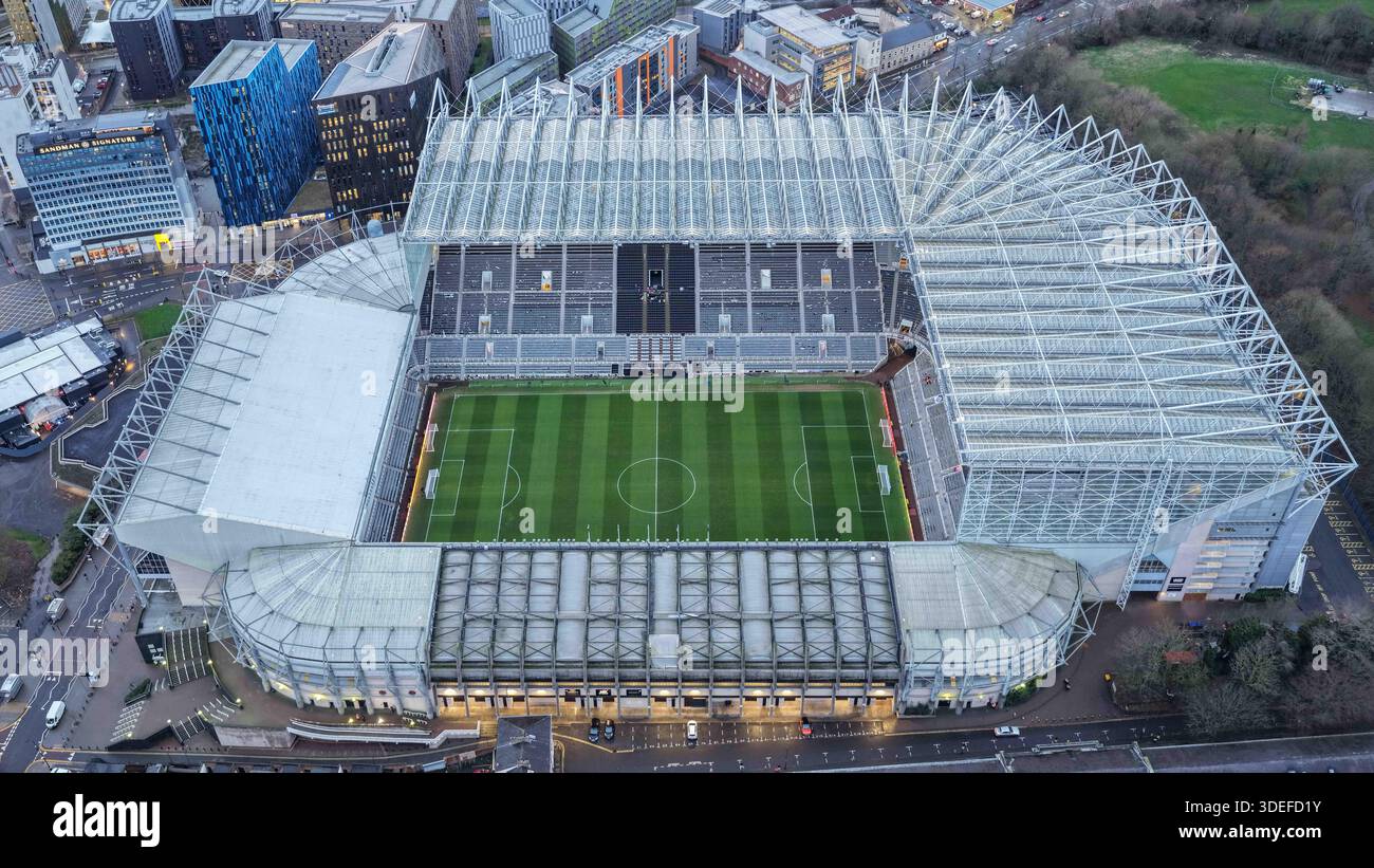 An aerial view of St James’ Park during the Premier League match ...