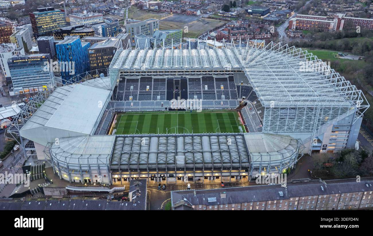 An aerial view of St James’ Park during the Premier League match ...