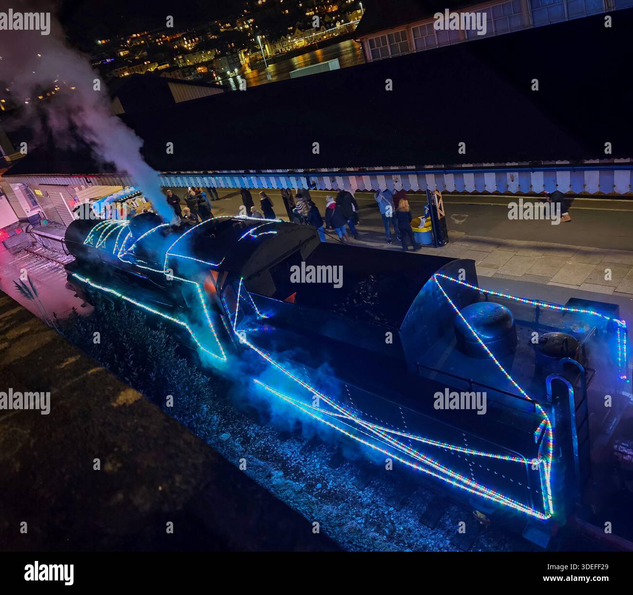 Dartmouth steam railway christmas train of lights hi-res stock ...