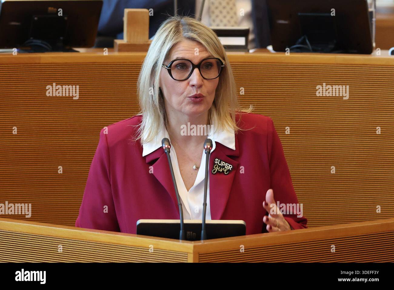 PS Sabine Roberty pictured during a plenary session of the Walloon ...