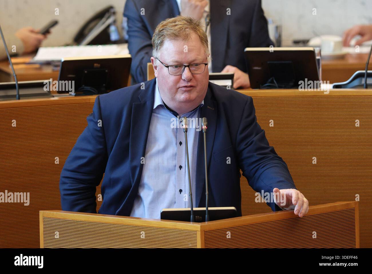 Ecolo Freddy Mockel pictured during a plenary session of the Walloon ...