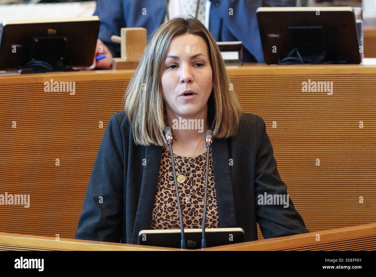 PS Anne Lambelin pictured during a plenary session of the Walloon ...