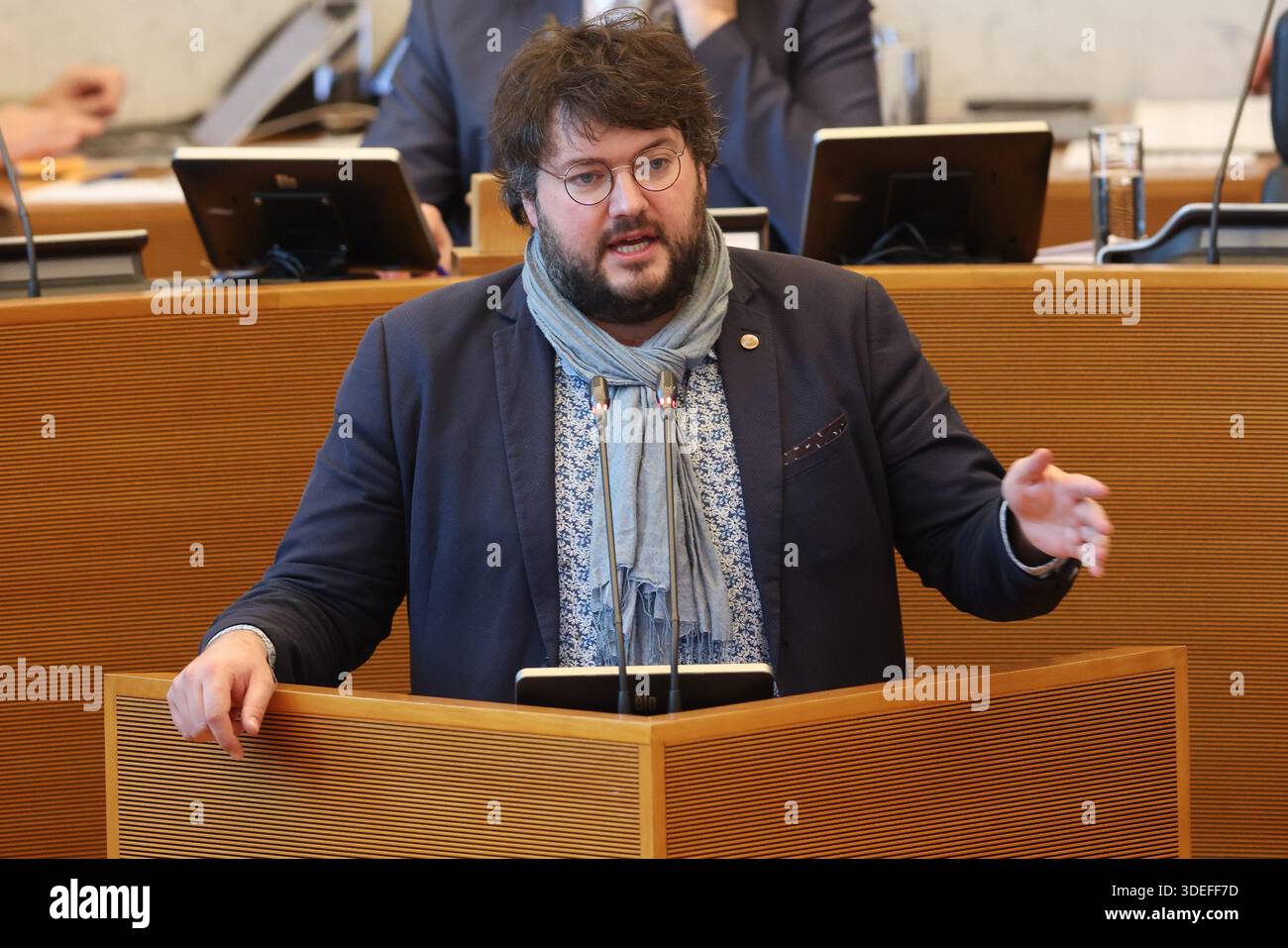 Les Engages' Loris Resinell pictured during a plenary session of the ...