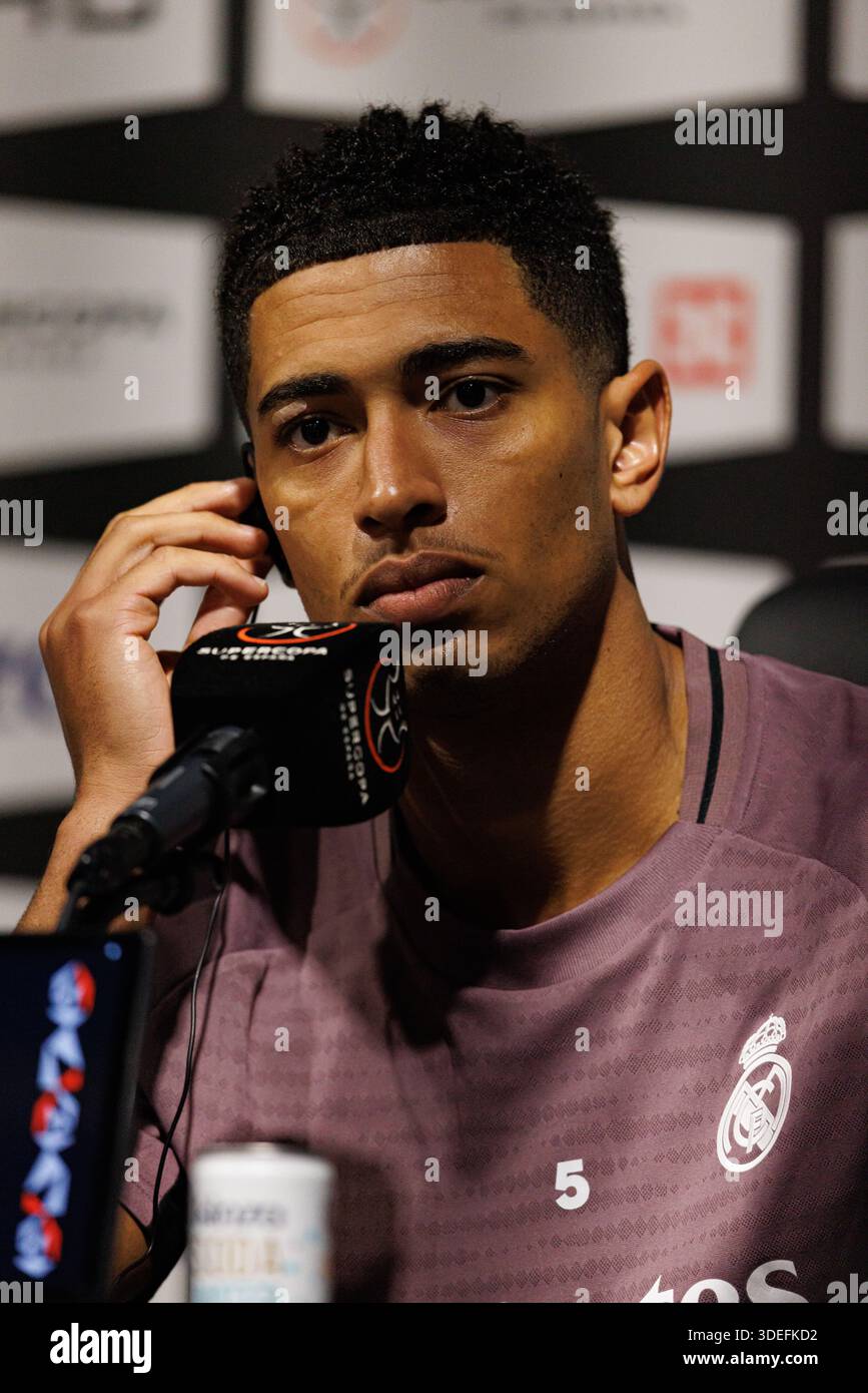Jude Bellingham seen during Official press conference and training ...