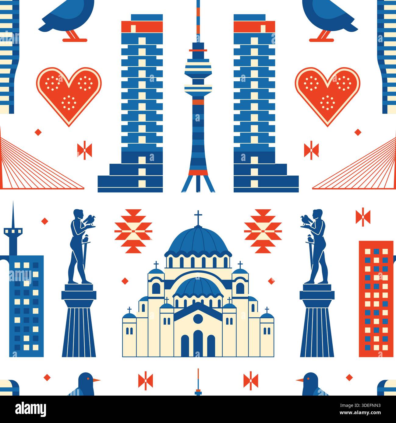 Belgrade Pattern Landmarks and Symbols of Culture Stock Vector Image ...