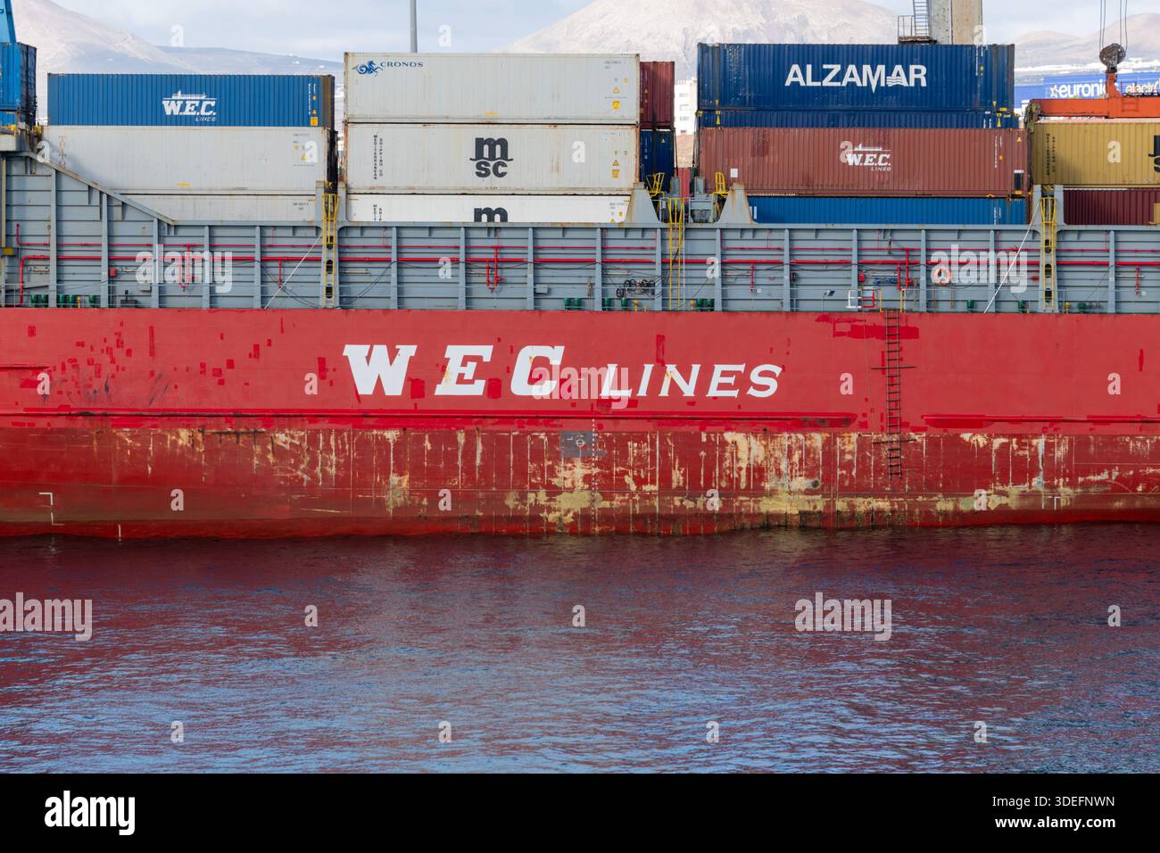 WEC Lines WEC Jan Steen container ship at Port of los Marmoles ...