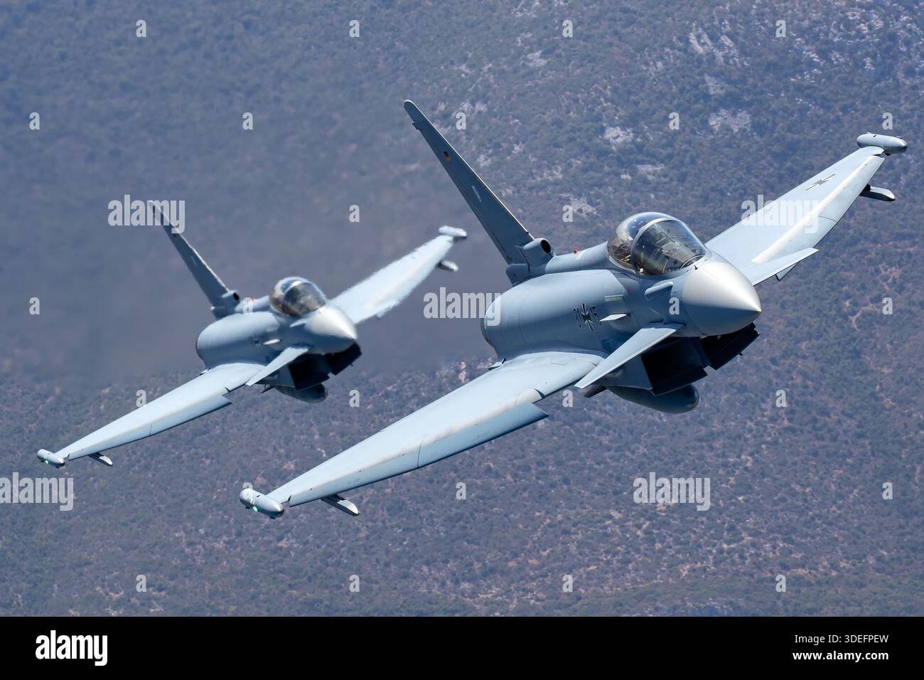 The image shows a formation of German Air Force Eurofighter EF-2000 ...