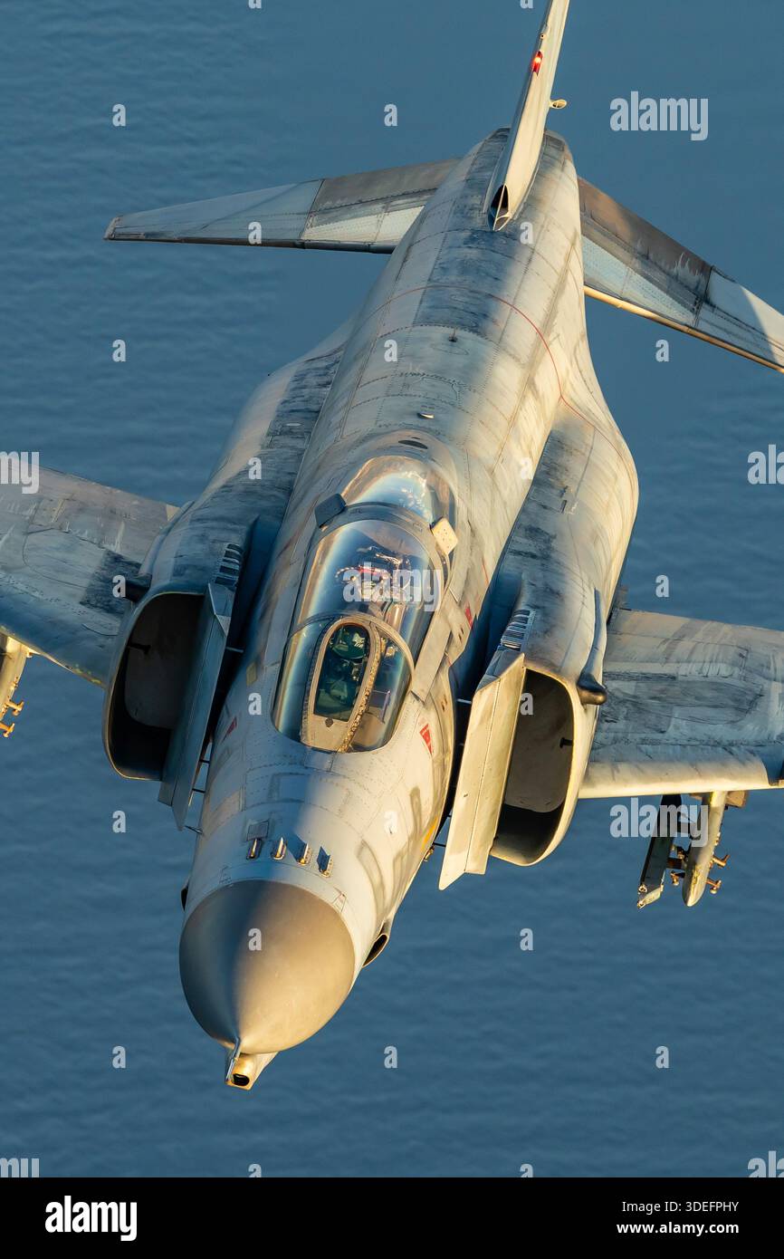 A Greek Air Force F-4E Phantom II in air to air flight during Athens ...