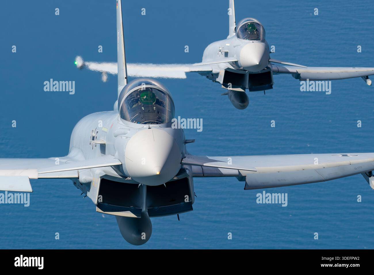 Air-to-air photograph of two Luftwaffe Eurofighter EF-2000 Typhoon S ...