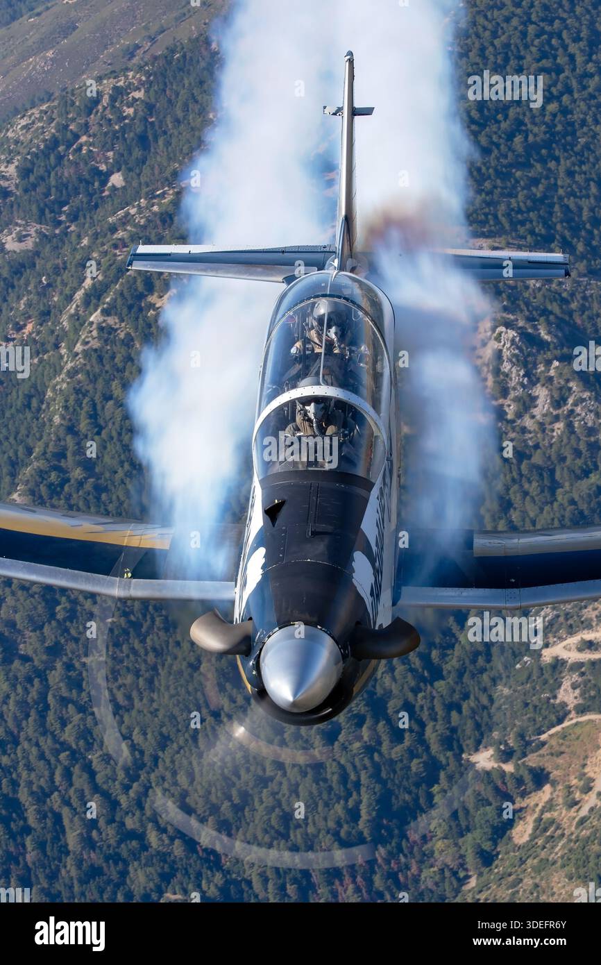 The Demo Team Daedalos Raytheon T-6A/NTA Texan II is shown in a close ...