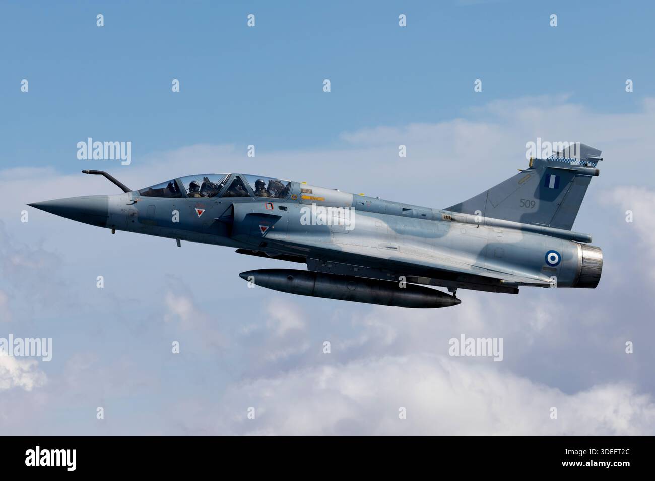 A Greek Air Force Dassault Mirage 2000-5BG fighter performs a steady ...
