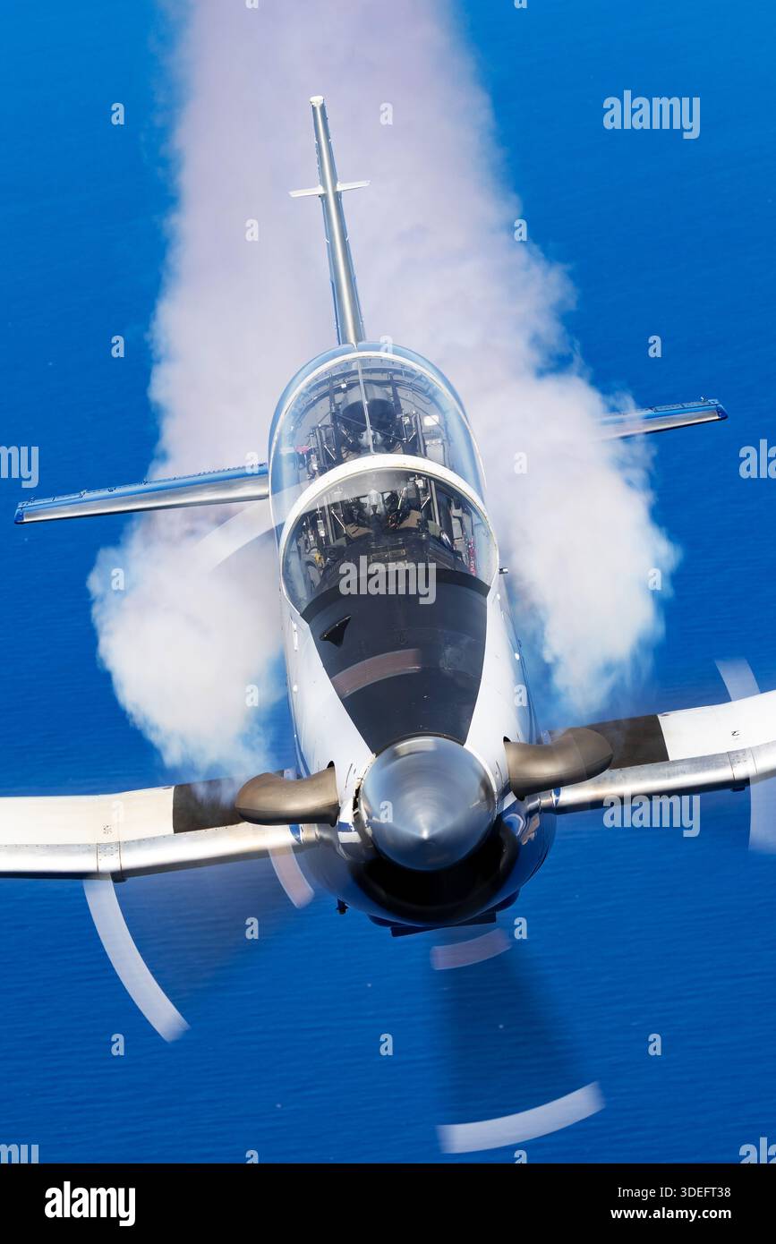 Air-to-air close-up photograph of a Greek Air Force Raytheon T-6A/NTA ...