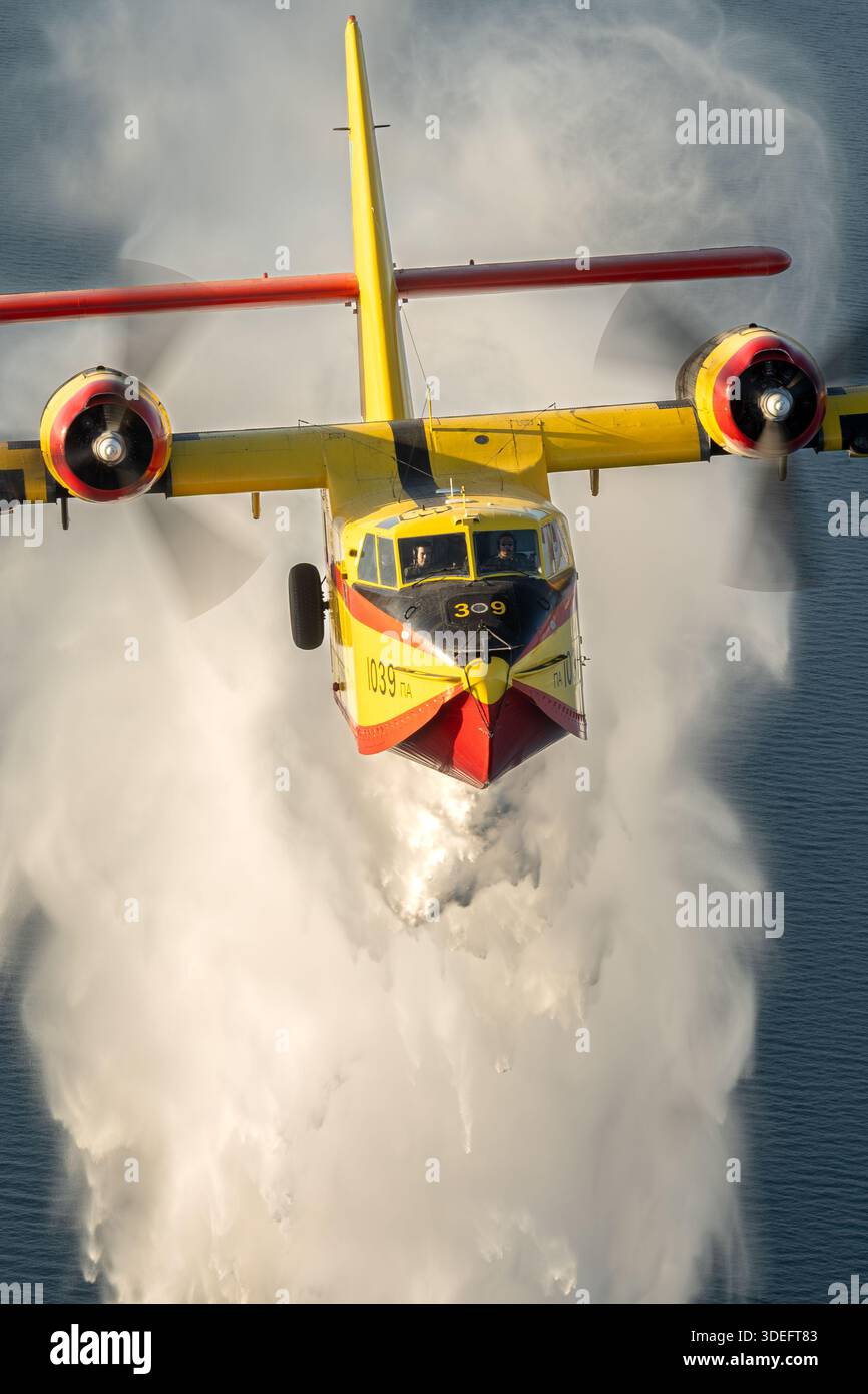 A Hellenic Air Force Canadair CL-215-II amphibious firefighting ...