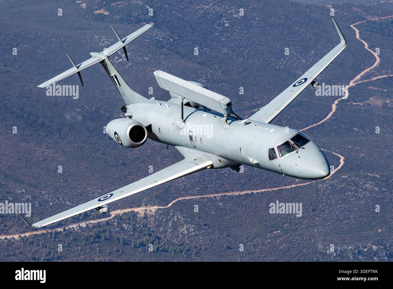Air-to-air close-up view of a Hellenic Air Force Embraer EMB-145H AEW&C ...