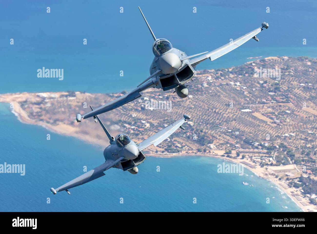 Air-to-air view of two German Air Force Eurofighter EF-2000 Typhoon S ...