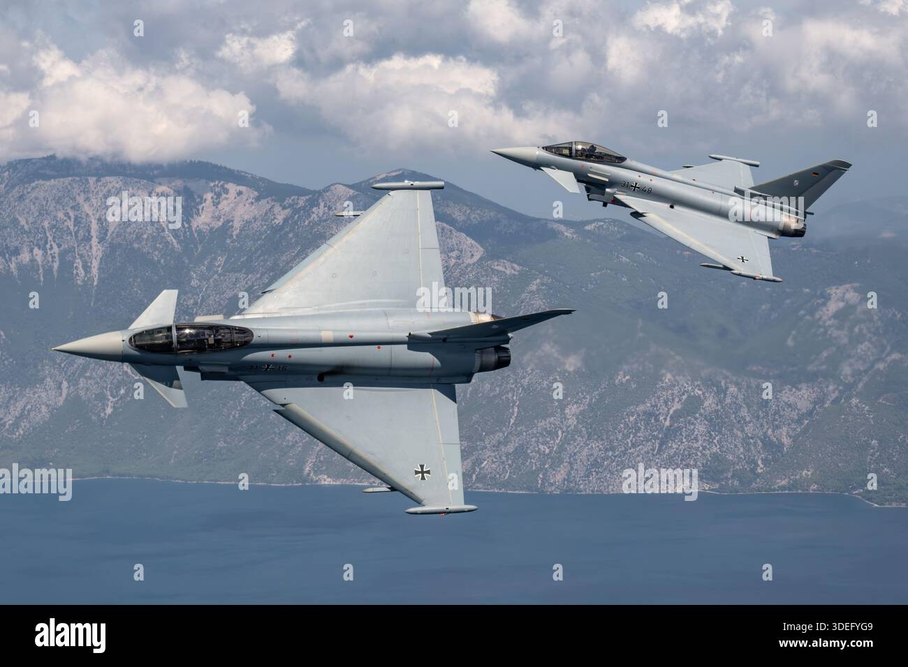 Air-to-air photograph of German Air Force Luftwaffe Eurofighter EF-2000 ...