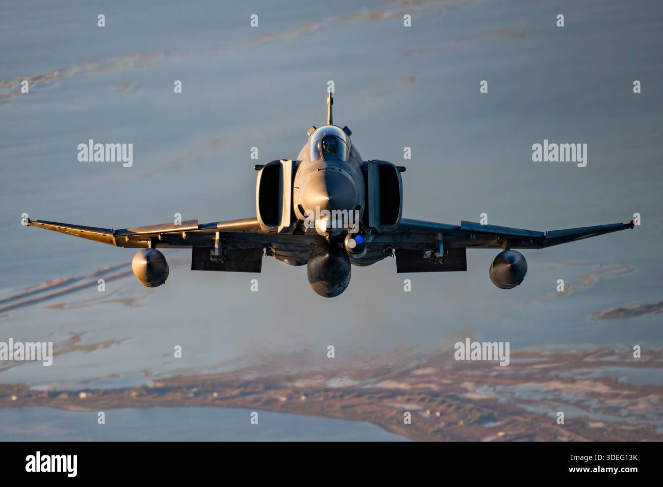Close-up pilot view of Greek Air Force F-4E Phantom II in air-to-air ...