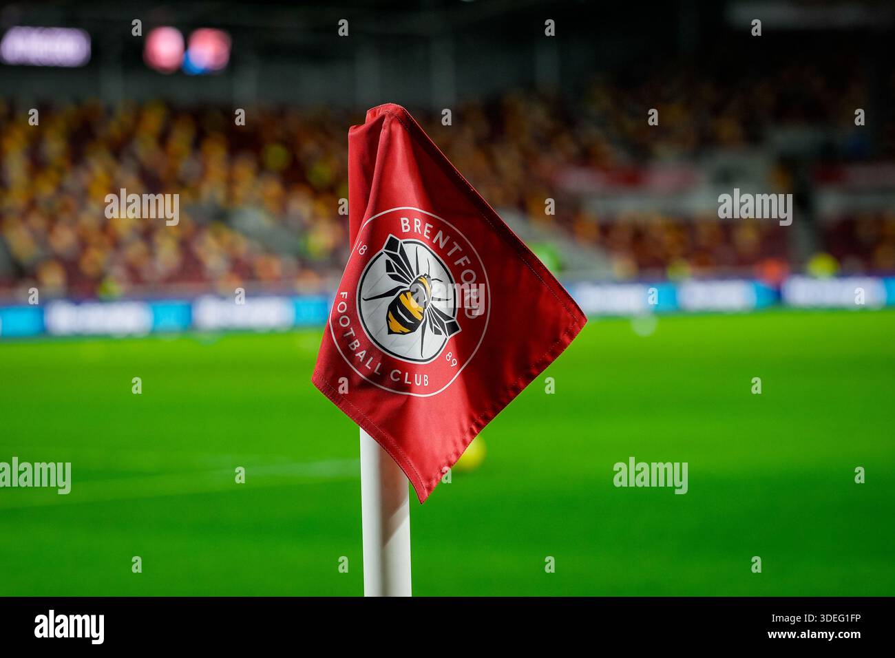 A ground shot showing the pitch the corner flag during the Premier ...
