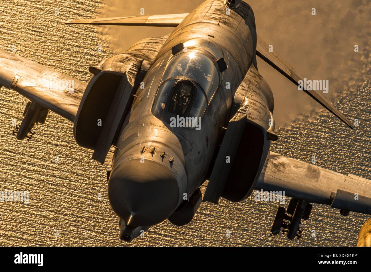 Close-up pilot view of Greek Air Force F-4E Phantom II jets flying air ...