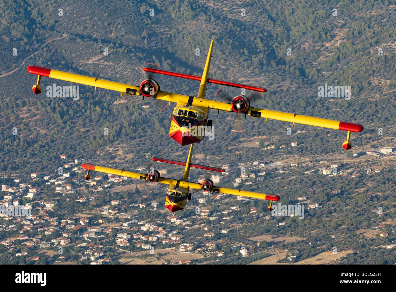 Two Canadair CL-215-II firefighting aircraft operated by the Hellenic ...