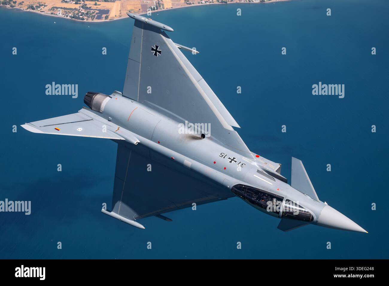Banking air-to-air view of German Air Force Eurofighter EF-2000 Typhoon ...