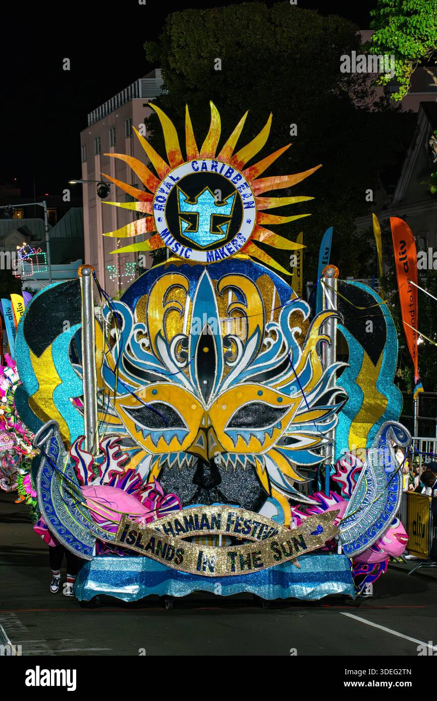 Nassau, Bahamas - 01 January 2026: View of a vibrant Junkanoo float ...