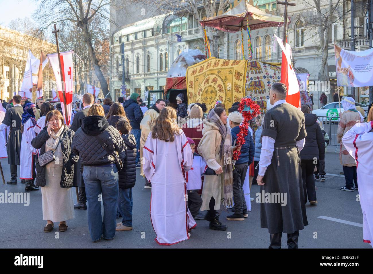 Participants of traditional Alilo Orthodox Christmas procession ...