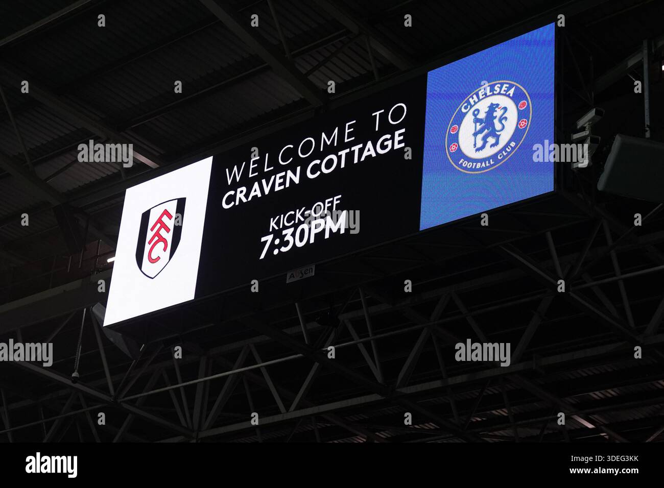View of scoreboard ahead of the Premier League match Fulham vs Chelsea ...