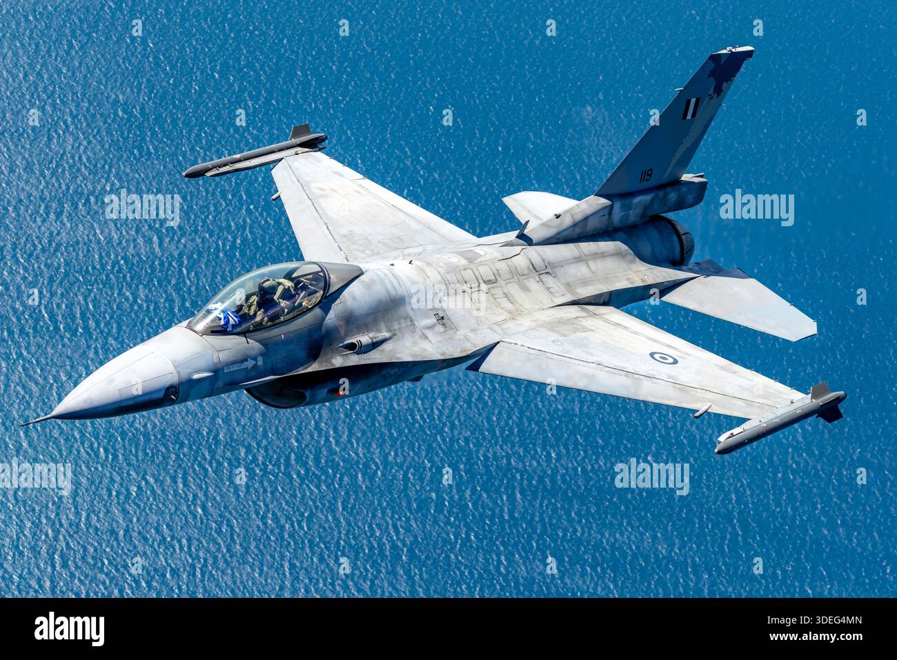 Close-up air-to-air photograph of a Greek Air Force F-16C Fighting ...