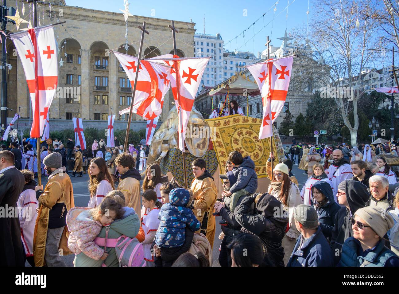 Participants of traditional Alilo Orthodox Christmas procession ...