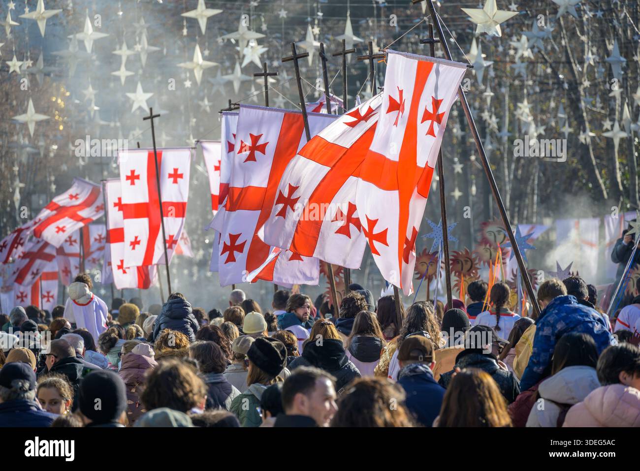 Participants of traditional Alilo Orthodox Christmas procession ...