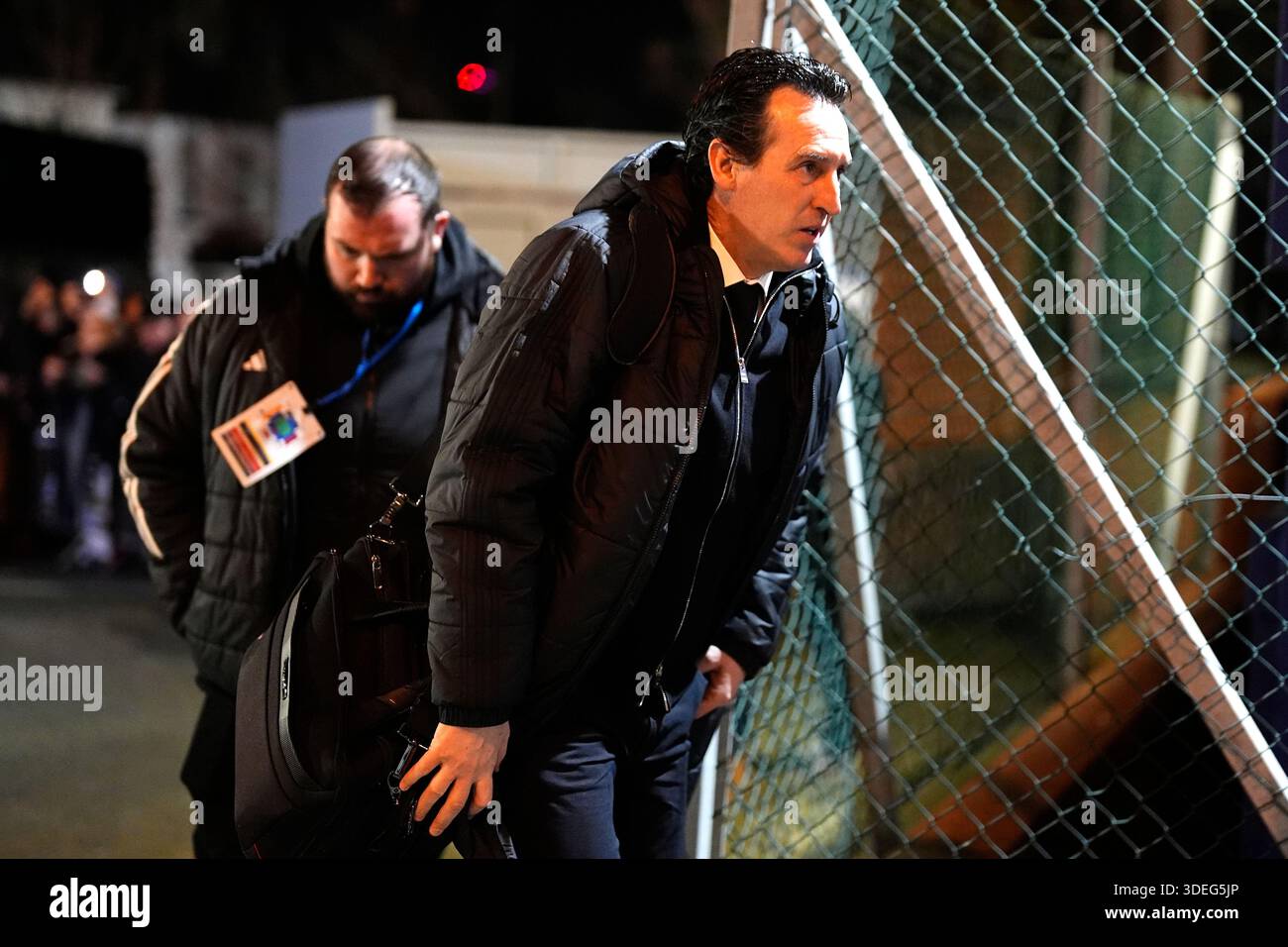 Aston Villa manager Unai Emery arrives to the stadium ahead of the ...