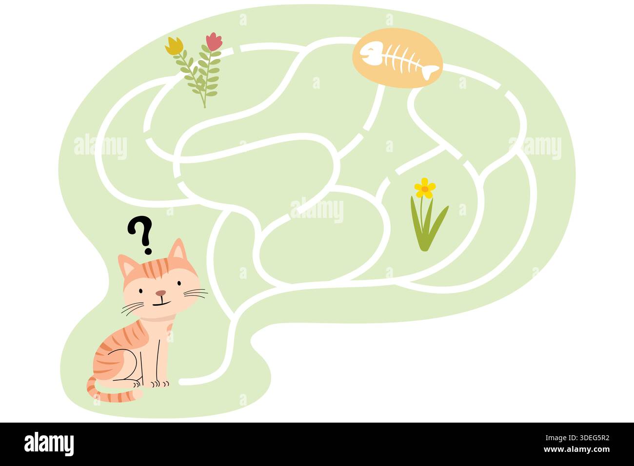 Cute cat maze puzzle game with fishbone as the goal Stock Vector Image ...