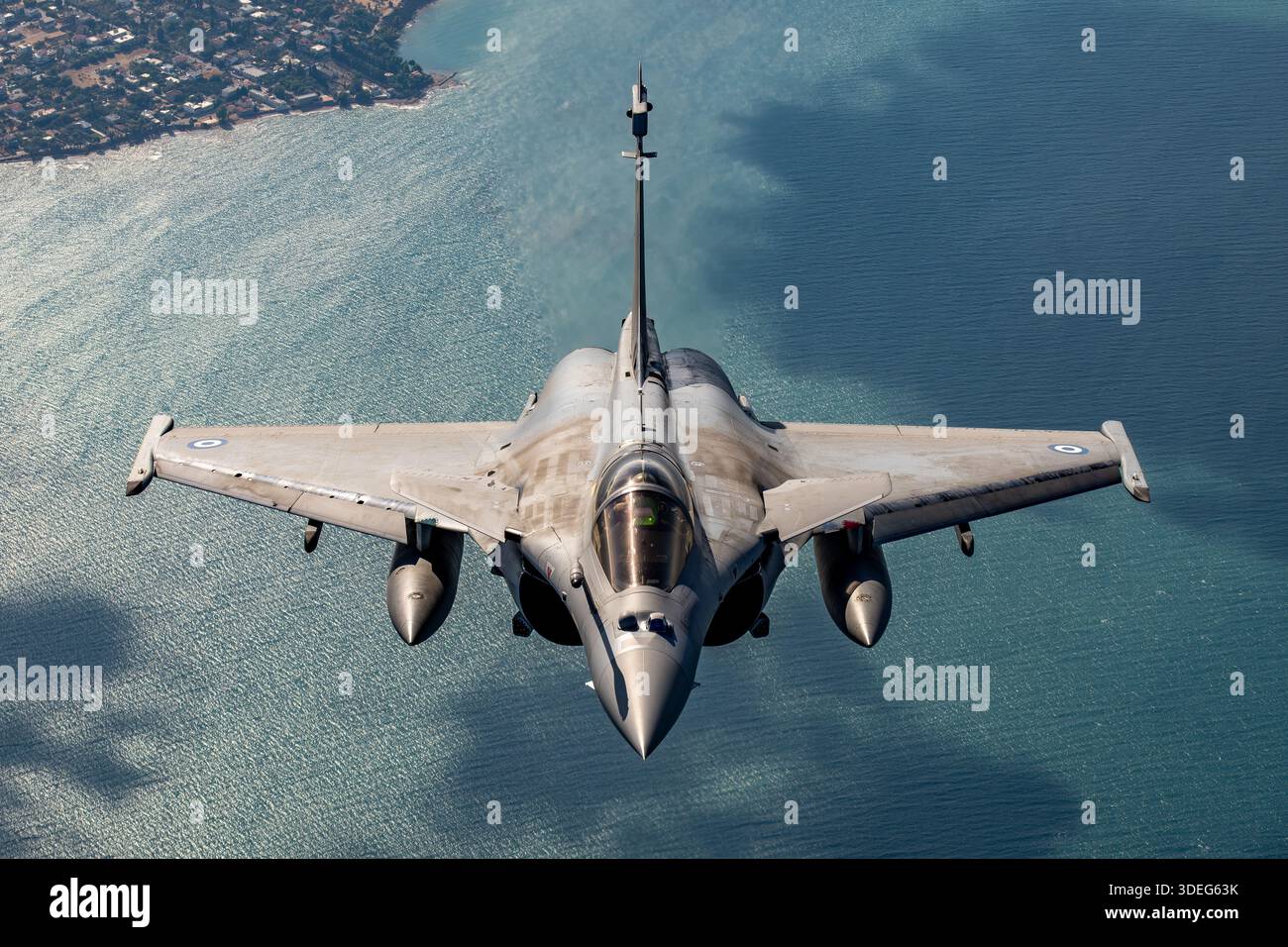 Close-up air-to-air image of a Greek Air Force Dassault Rafale EG ...