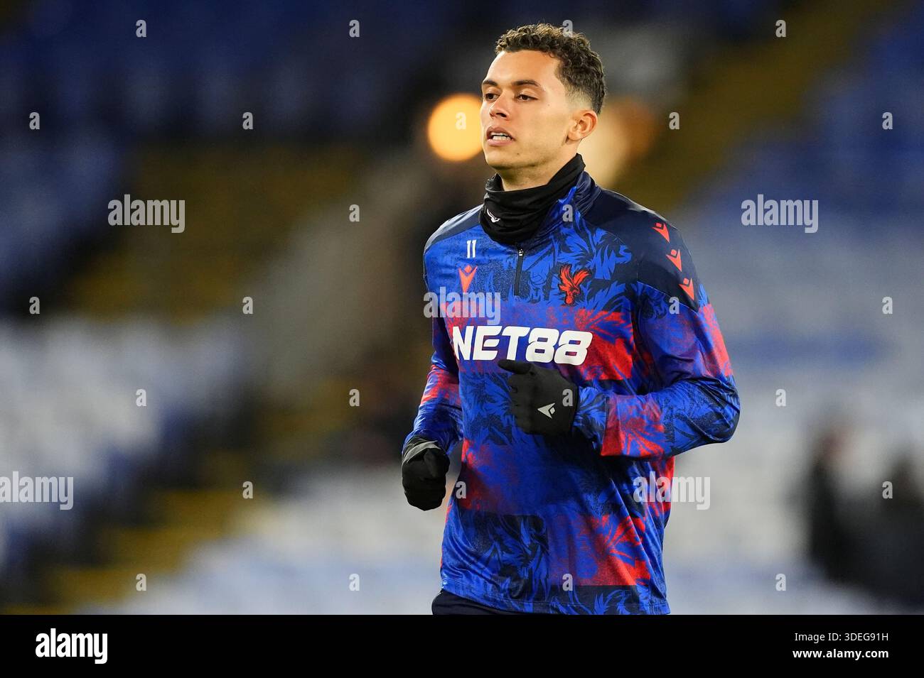 Crystal Palace's Brennan Johnson warming up prior to kick-off before ...