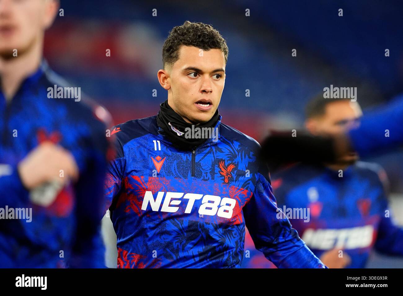 Crystal Palace's Brennan Johnson warming up prior to kick-off before ...