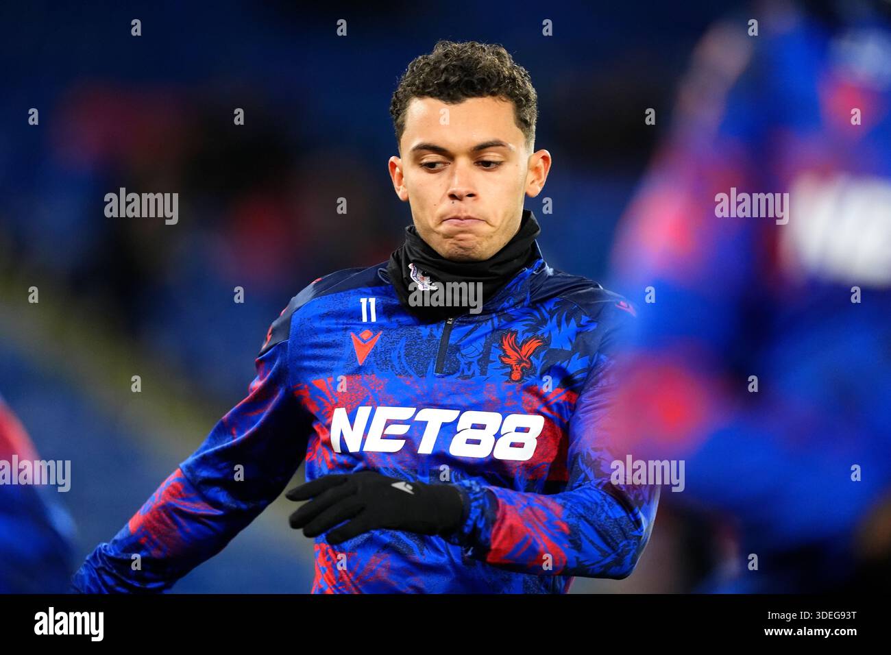 Crystal Palace's Brennan Johnson warming up prior to kick-off before ...