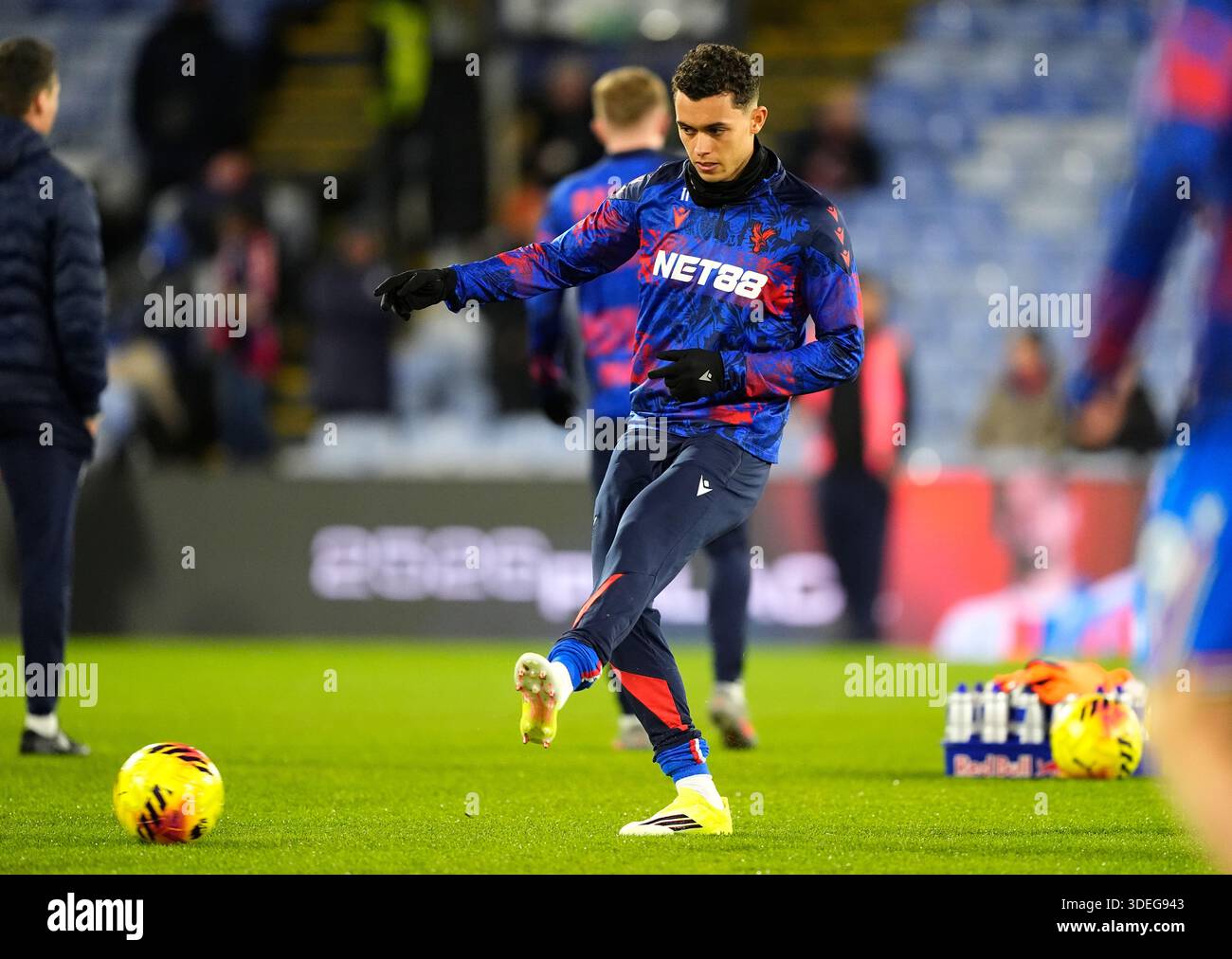 Crystal Palace's Brennan Johnson warming up prior to kick-off before ...