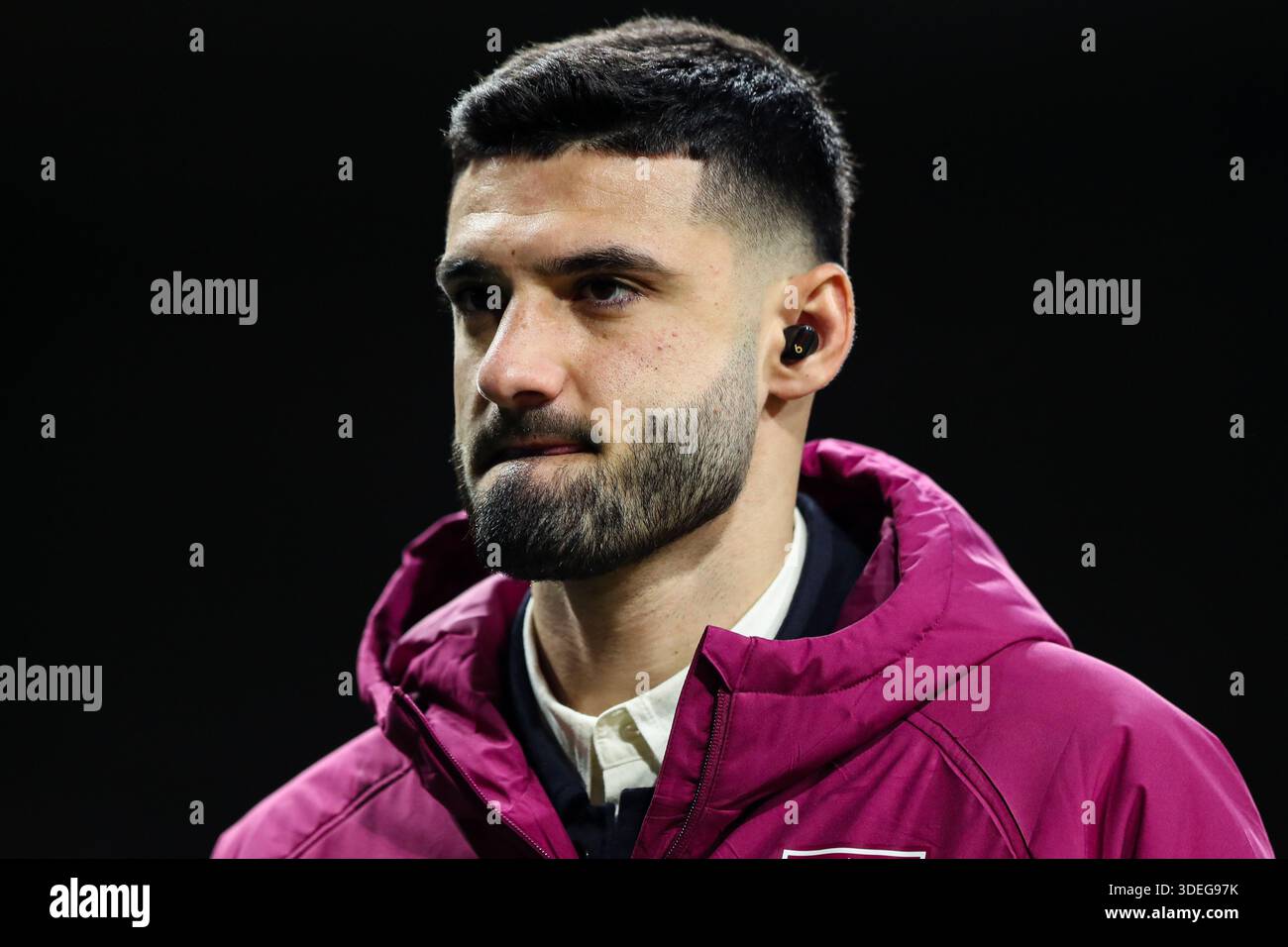 Armando Broja of Burnley arrives at stadium ahead of the Premier League ...