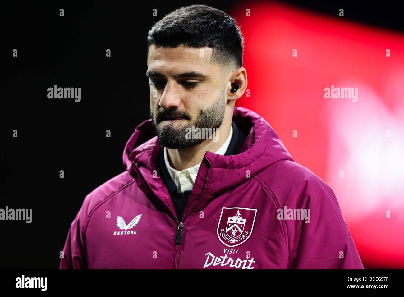 Armando Broja of Burnley arrives at stadium ahead of the Premier League ...
