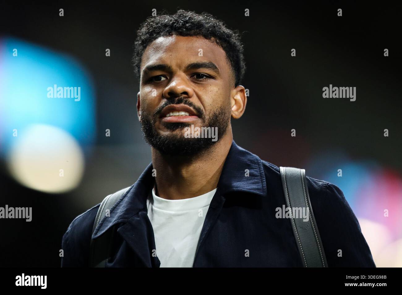 Lyle Foster of Burnley arrives at stadium ahead of the Premier League ...
