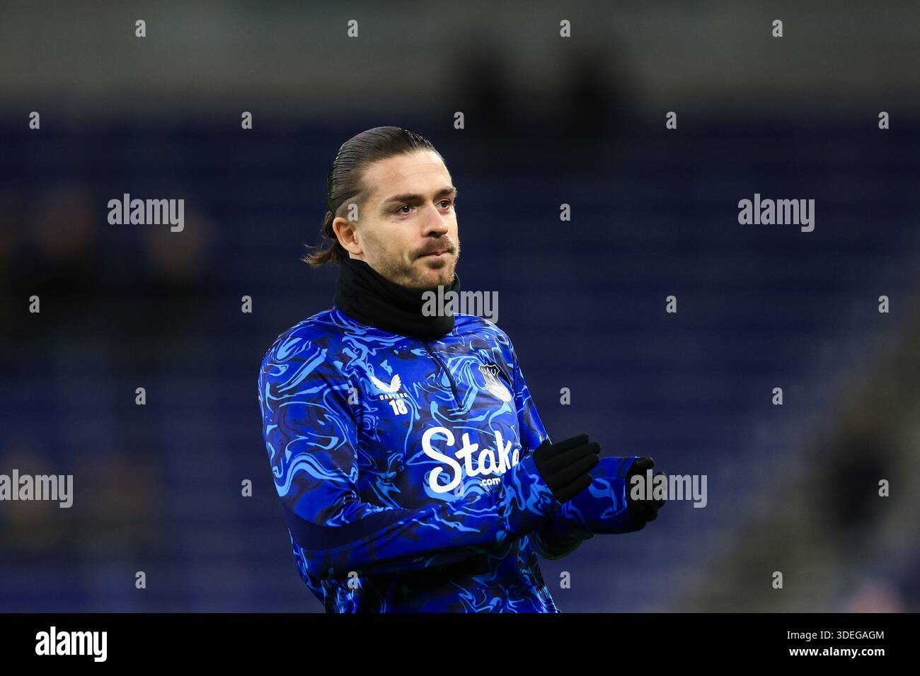 Liverpool, England, 7th January 2026. Jack Grealish of Everton warms up ...