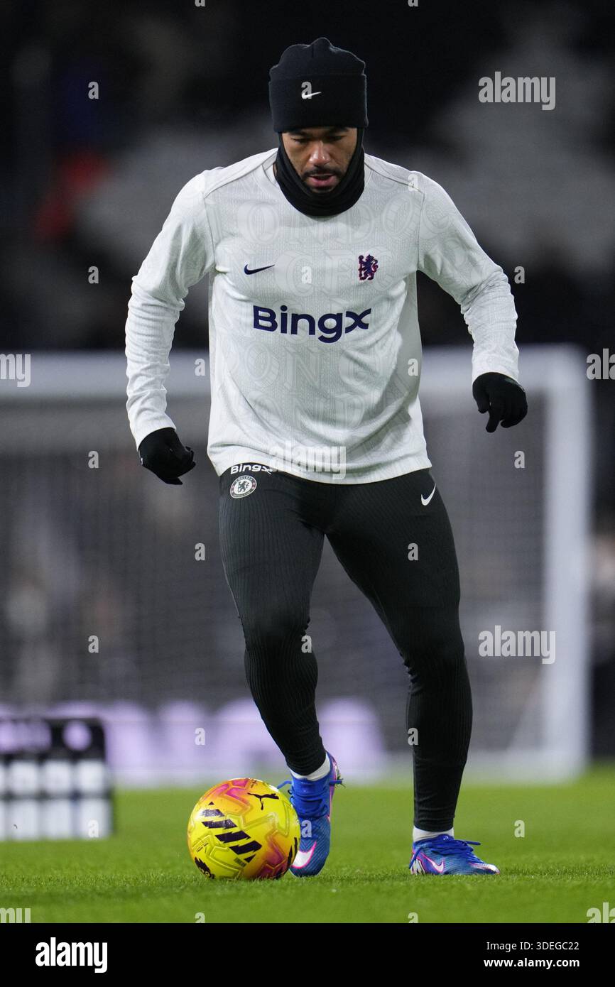 Reece James of Chelsea warming up during the Premier League match ...
