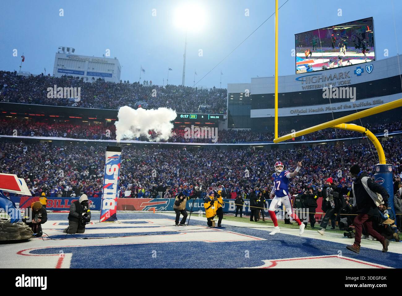 Buffalo Bills quarterback Josh Allen (17) is introduced before an NFL ...
